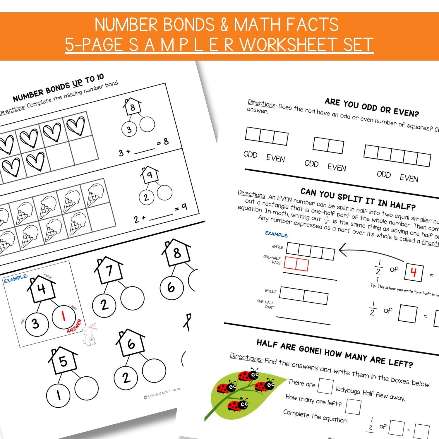 Number Bonds & Math Facts Sampler Worksheet Set for 4-8 years - FREE ...