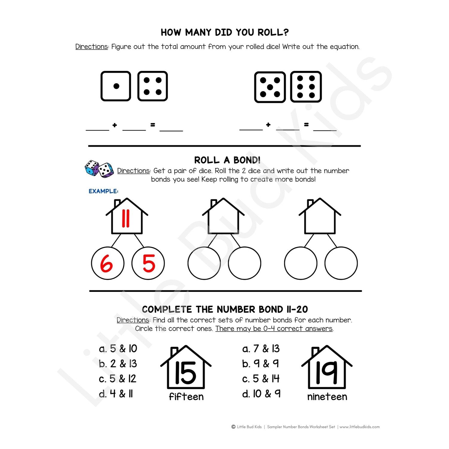Number Bonds & Math Facts Sampler Worksheet Set for 4-8 years - FREE ...