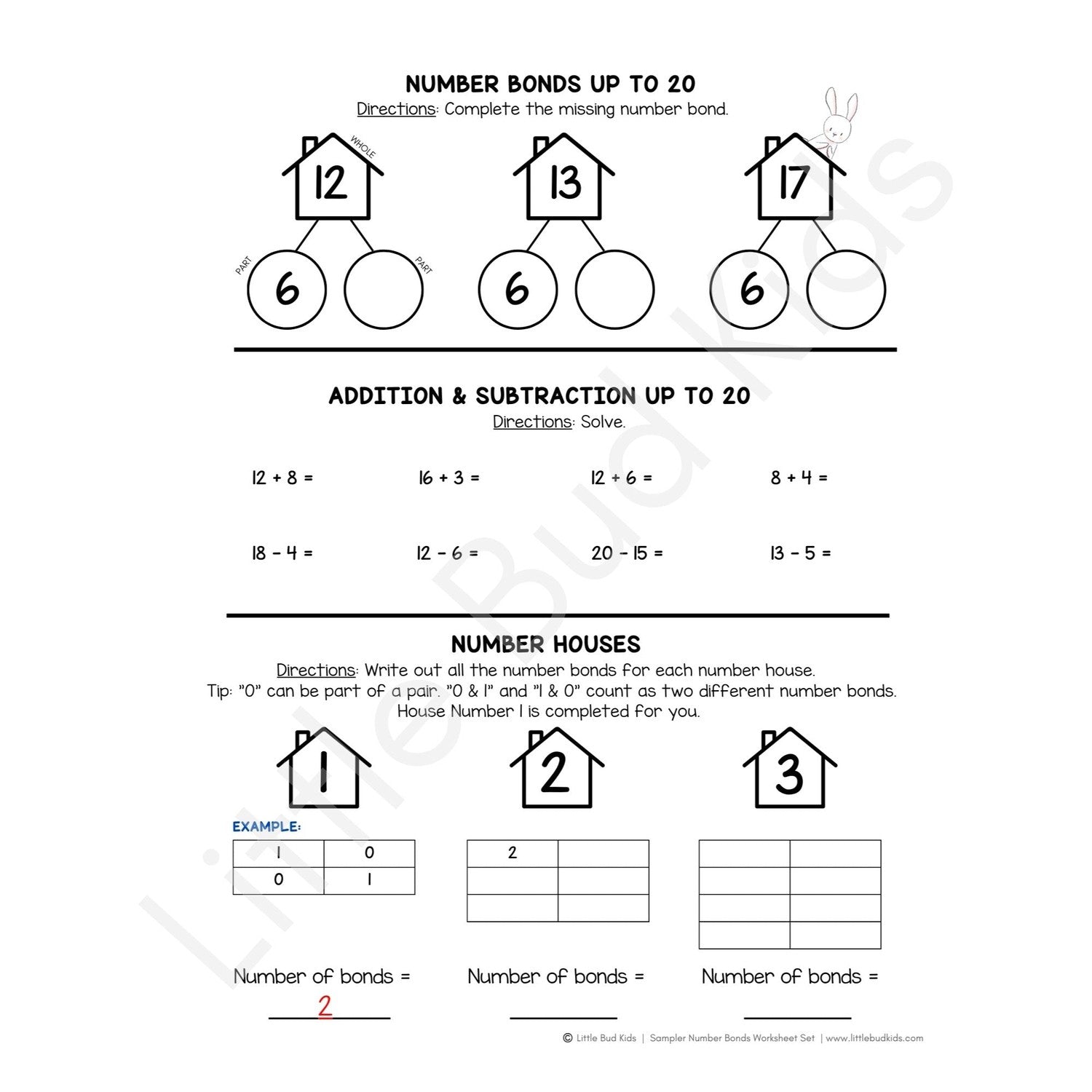 Number Bonds & Math Facts Sampler Worksheet Set for 4-8 years - FREE ...