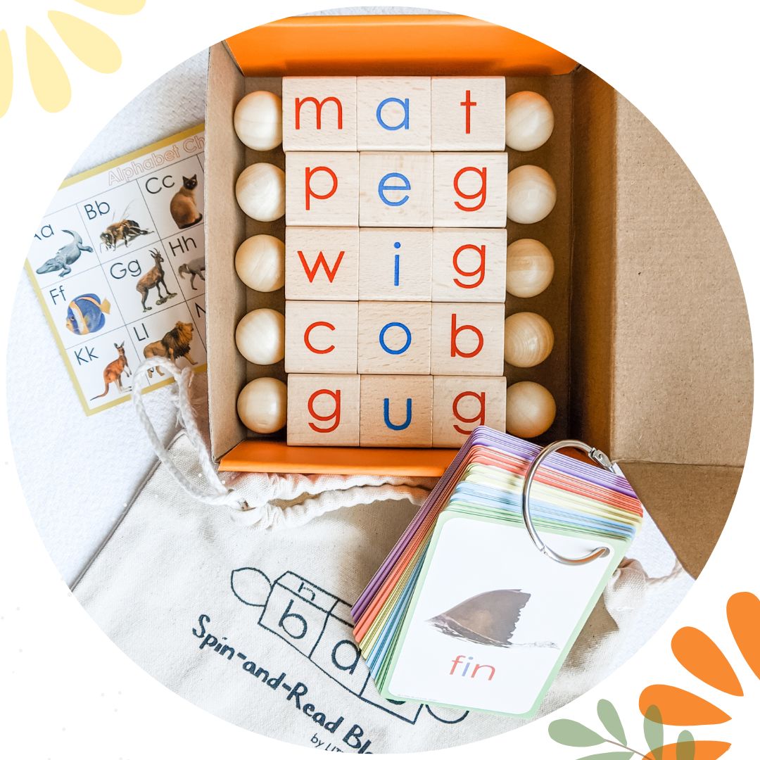 Spin-and-Read Blocks || Phonetic Reading Blocks Step #1 – Little Bud Kids